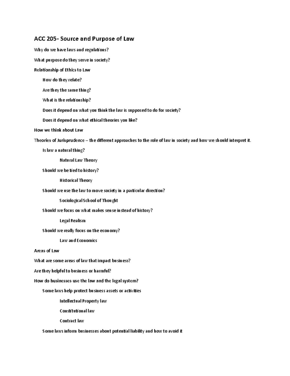 ACC 205-Unit 1 Source and Purpose of Law - ACC 205- Source and Purpose ...