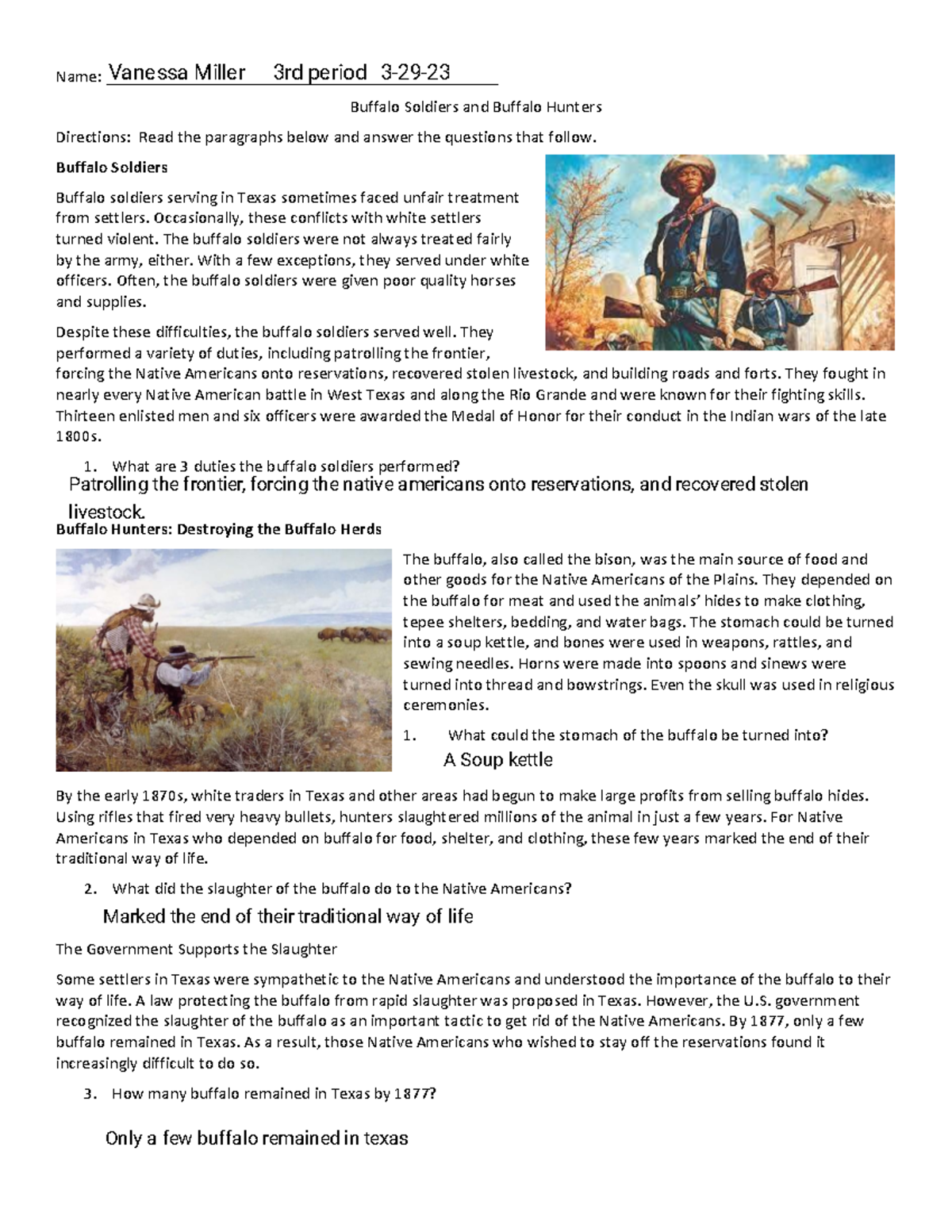 Vanessa Miller-uc - K-activity Buffalo soldiers and hunters activity ...