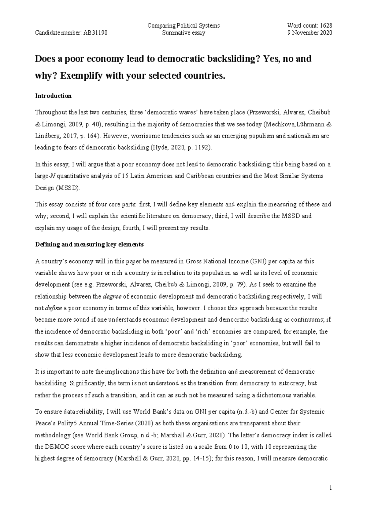 Essay sample 1 - notes - Candidate number: AB31190 Summative essay 9 ...