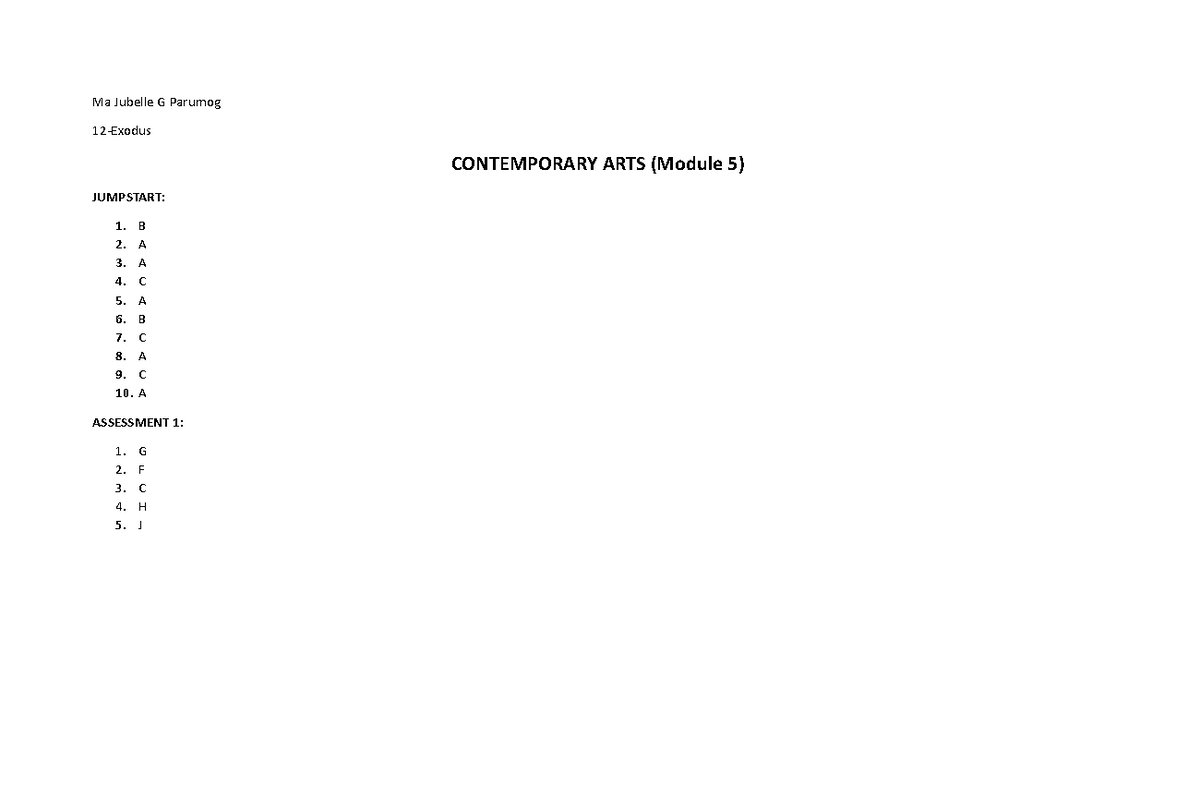 Contemporary Arts MODULE 5 - Ma Jubelle G Parumog 12-Exodus ...