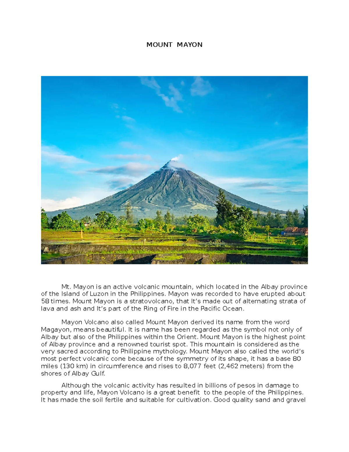 Volcanoes-9 - volcanoesin the philippines - MOUNT MAYON Mt. Mayon is an ...