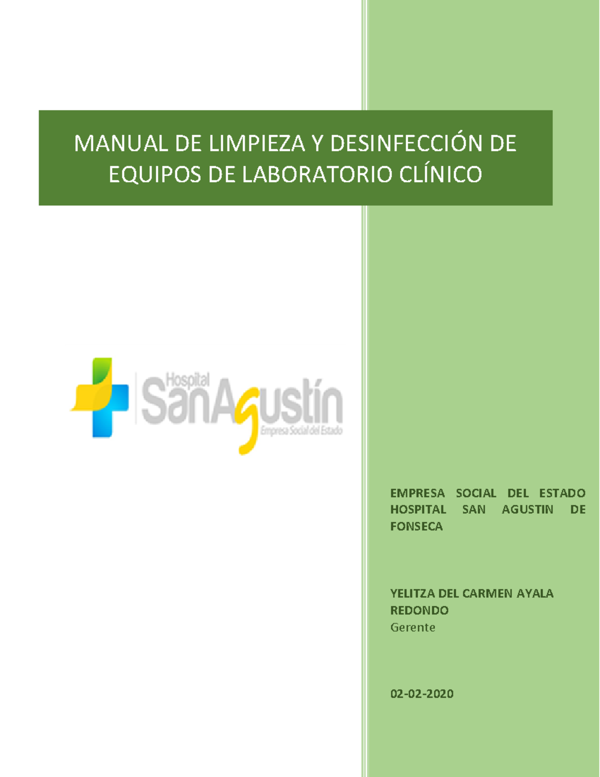 003 Manual de Limpieza y Desinfección Equipos de Laboratorio Clínico - MANUAL DE LIMPIEZA Y ...