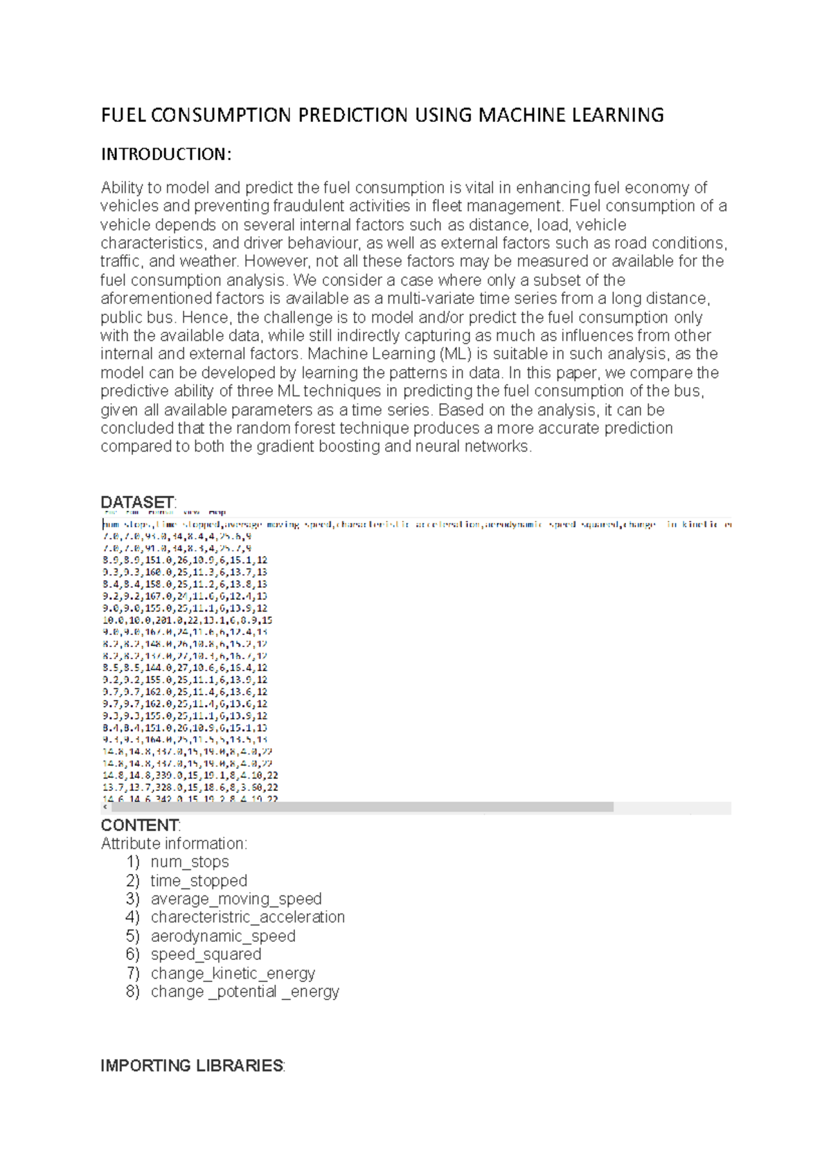 FUEL Consumption - Documentation For Technical Seminar for computer ...
