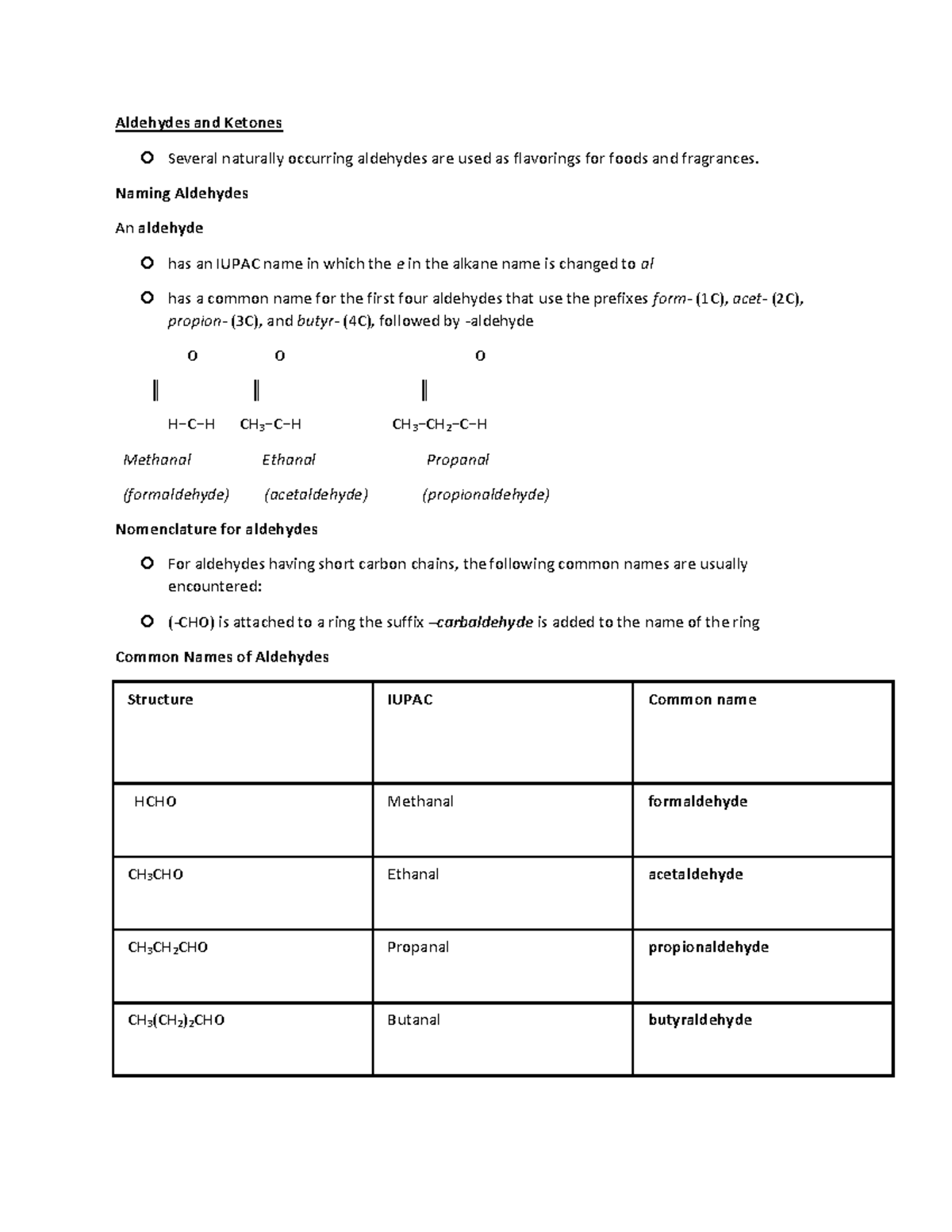 Aldehydes and Ketones - Naming Aldehydes An aldehyde has an IUPAC name ...