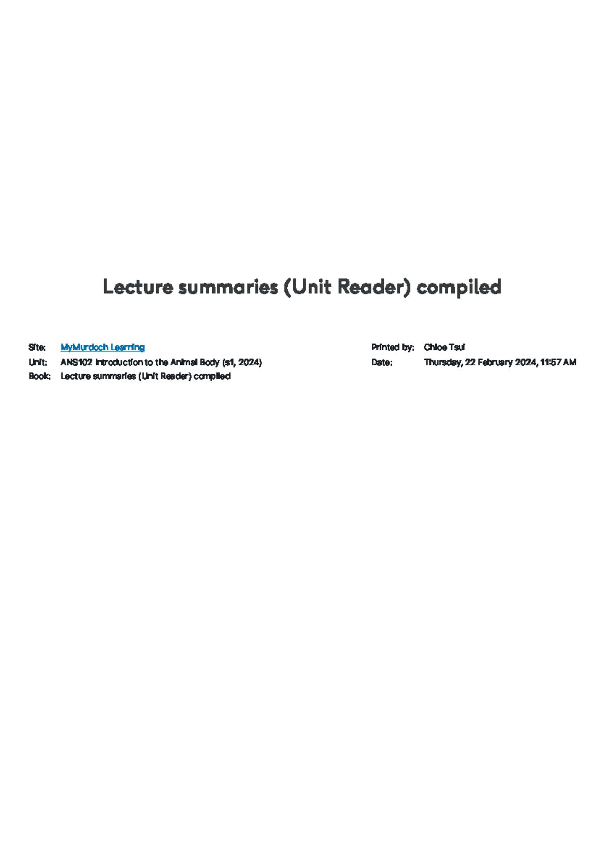 NEW Lecture summaries (Unit Reader) compiled My Murdoch Learning ...
