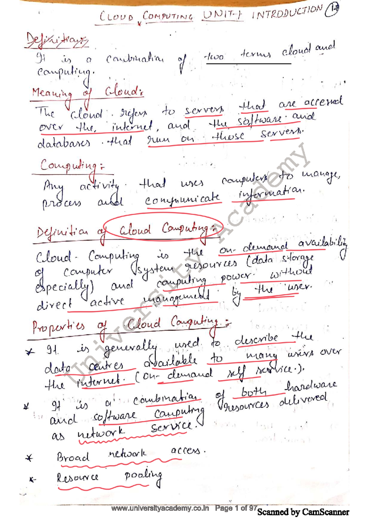 Cloud computing notes final - Master of computer application - Studocu
