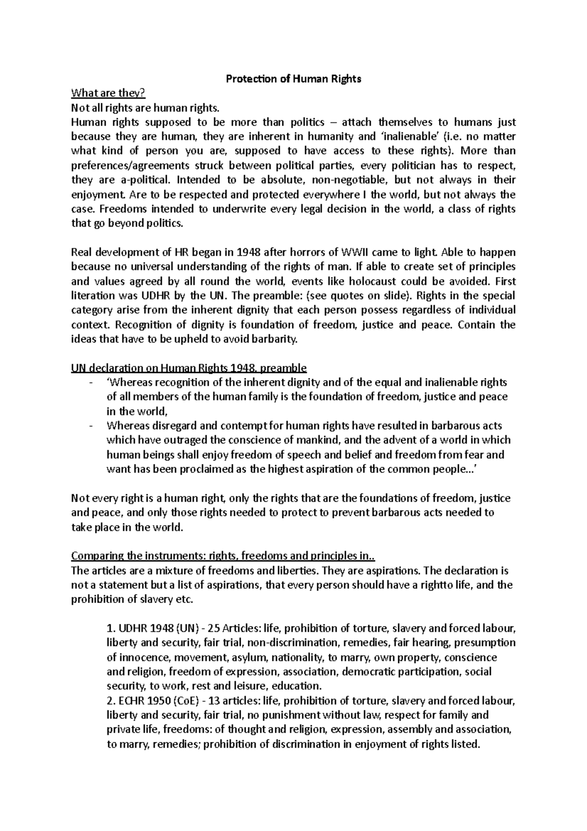 Protection of Human Rights - Protection of Human Rights What are they ...