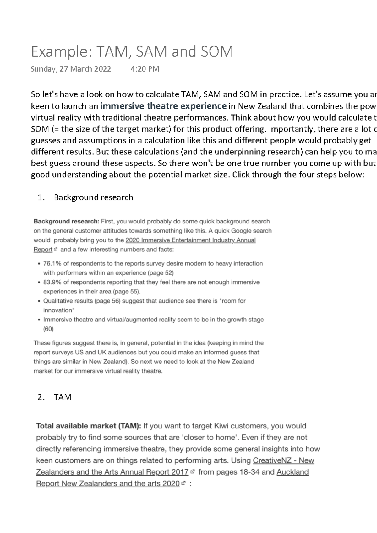 Example TAM, SAM and SOM - So let's have a look on how to calculate TAM ...