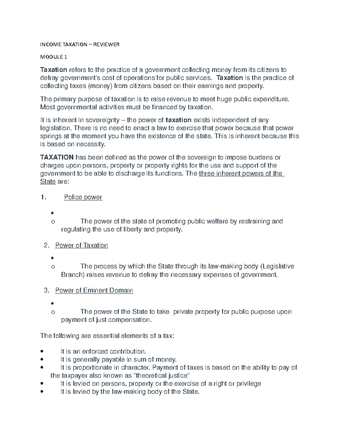 Taxation- Reviewer - Lecture notes 3-7 - Income Taxation - TIP - Studocu