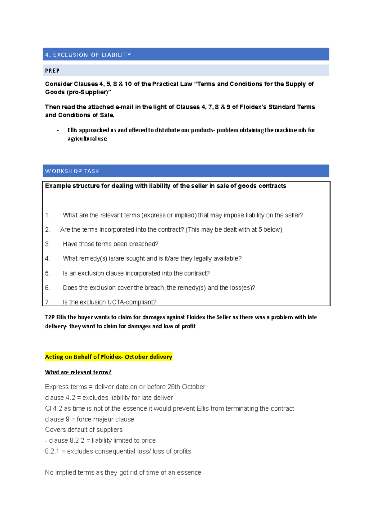 4. Exclusion of title - 4. EXCLUSION OF LIABILITY PREP Consider Clauses ...