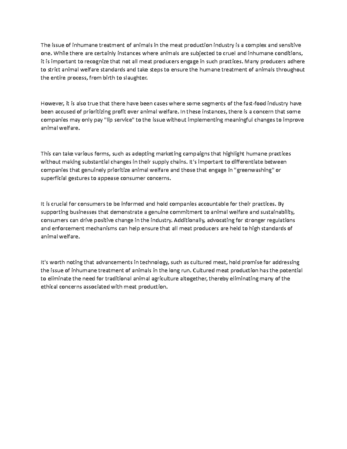 Cultural Competence 5 - The issue of inhumane treatment of animals in ...