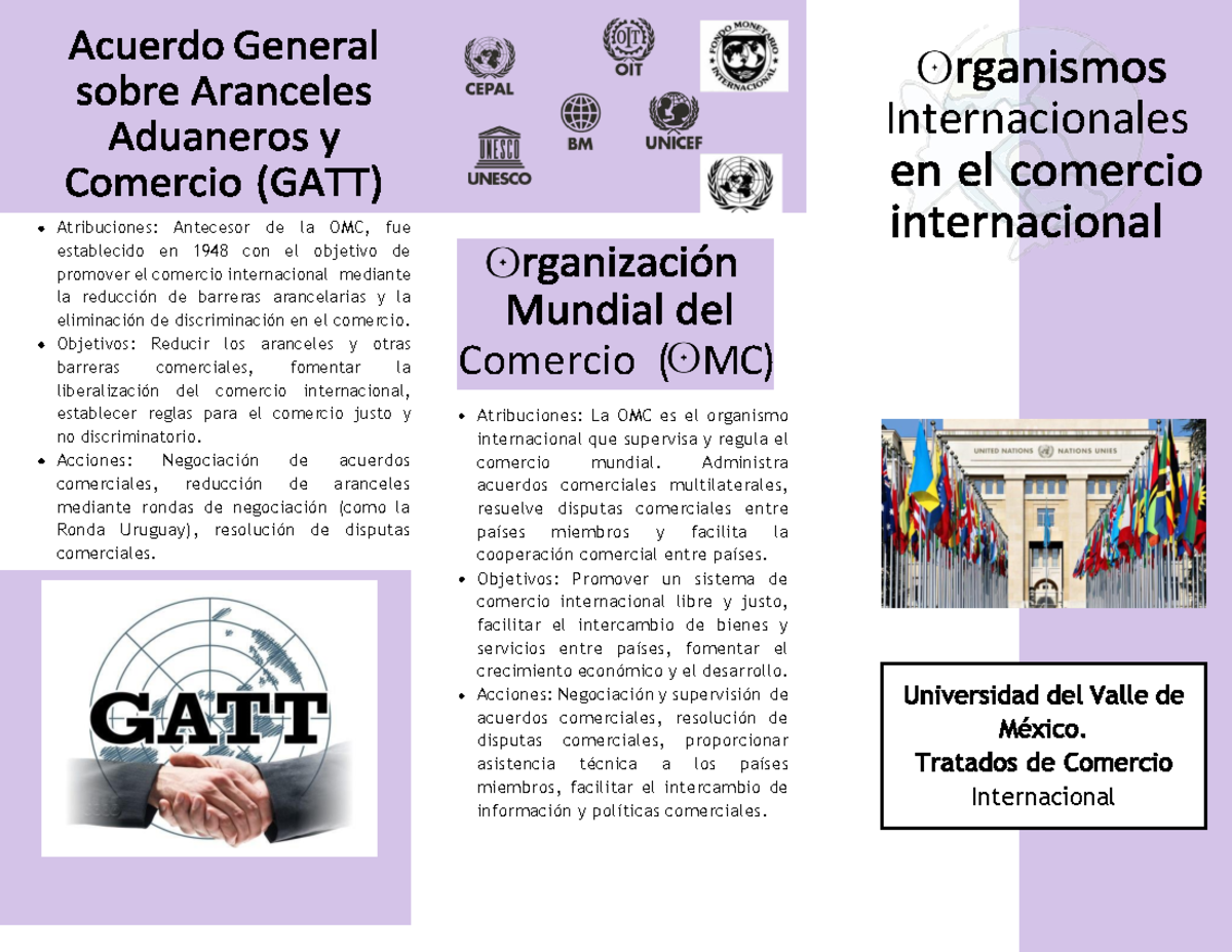Act2 tratados - Comercio ( MC) Atribuciones: Antecesor de la OMC, fue ...