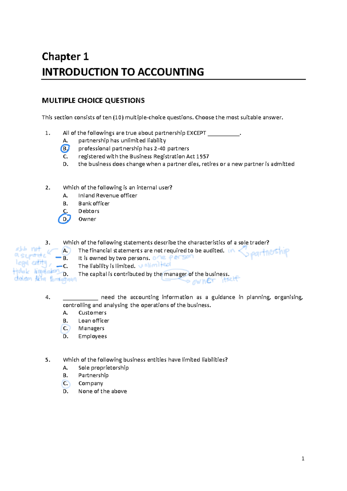 ACC117 Topic 1 Exercise - 1 Chapter 1 INTRODUCTION TO ACCOUNTING ...