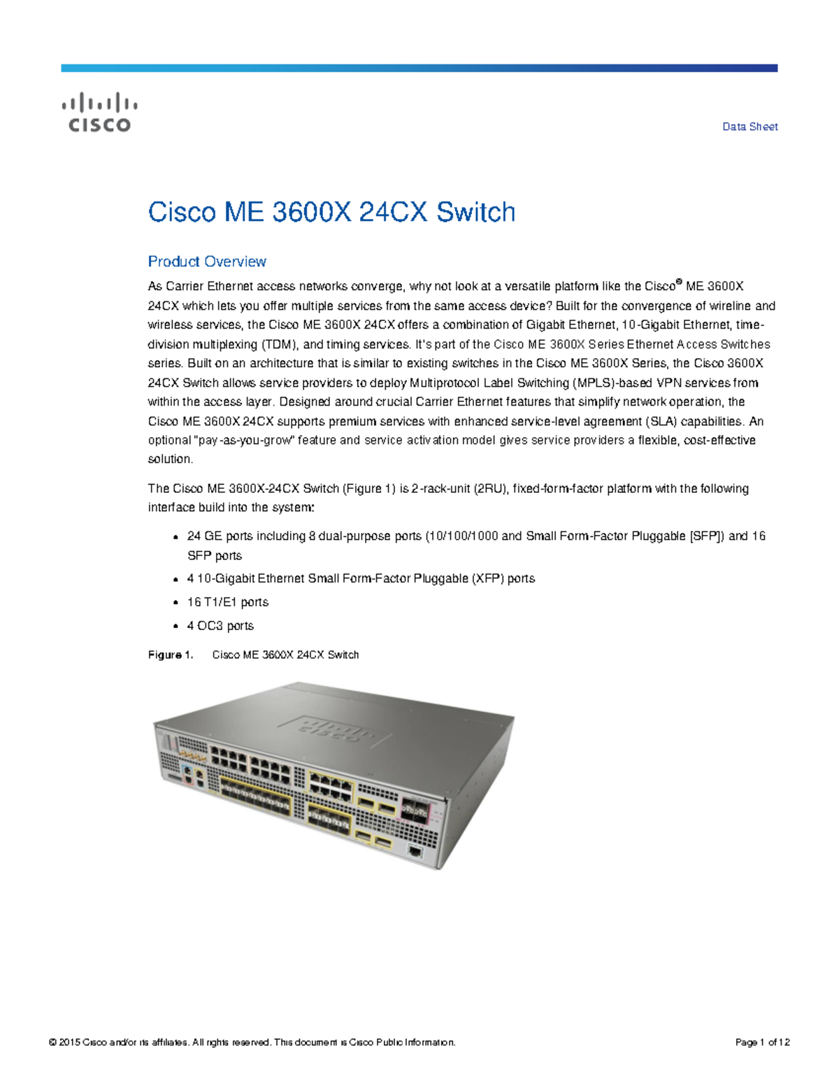 Cisco me 3600x series ethernet access switch - Data Sheet Cisco ME ...