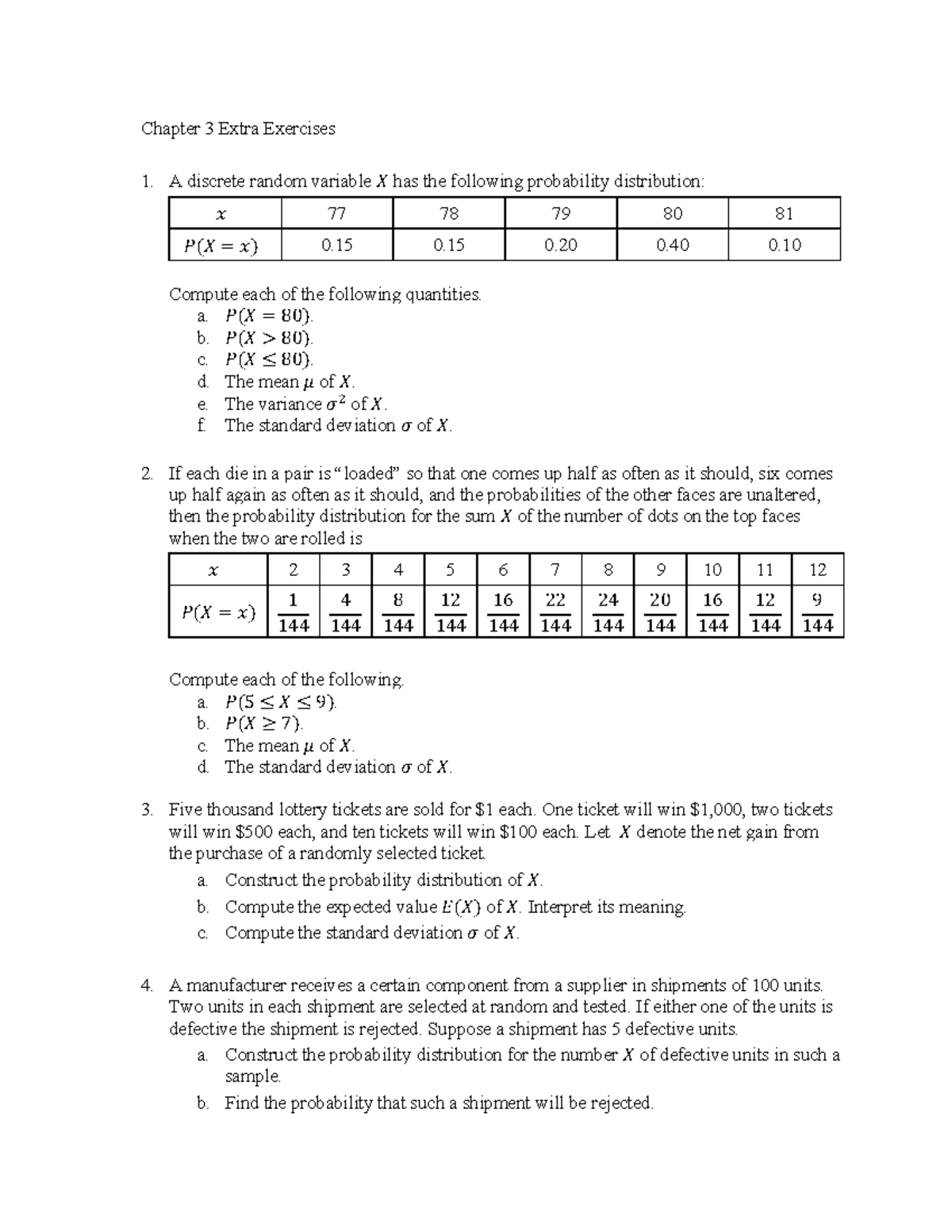 Ch3 extra exercises - notes - Chapter 3 Extra Exercises A discrete ...