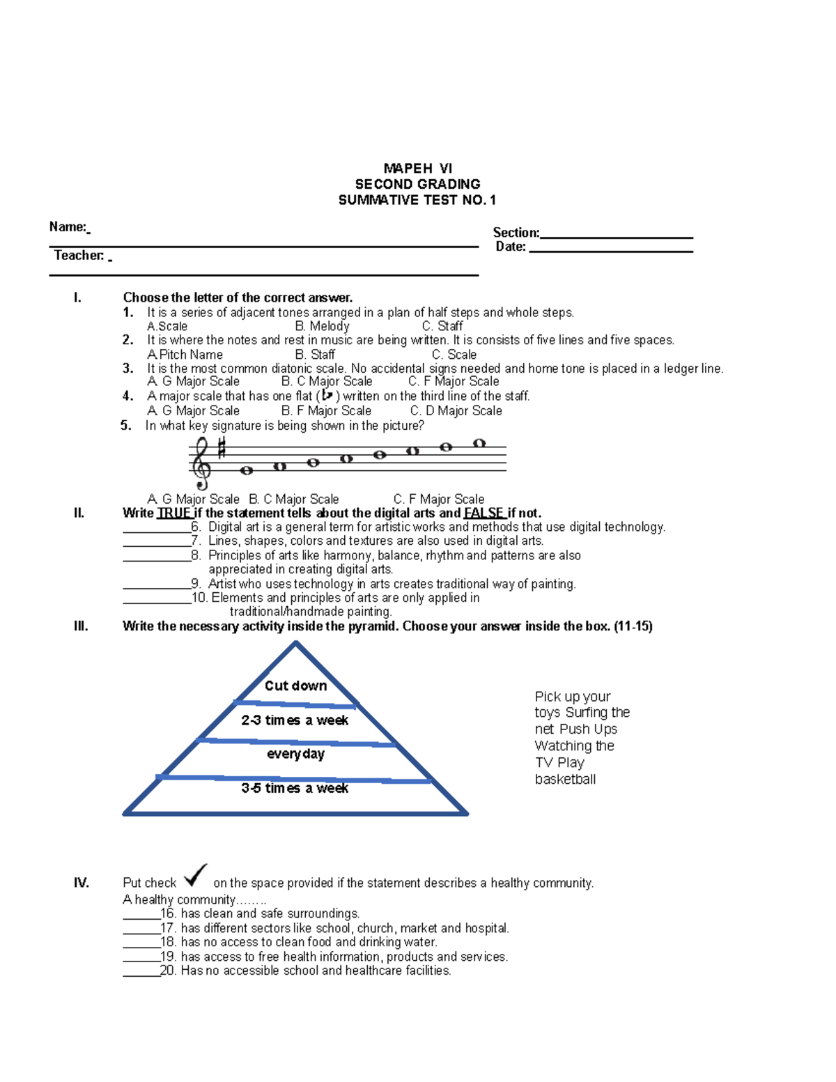 Mapeh Q2 Summative Test 1-4 (2 files merged) - Cut down 2-3 times a ...