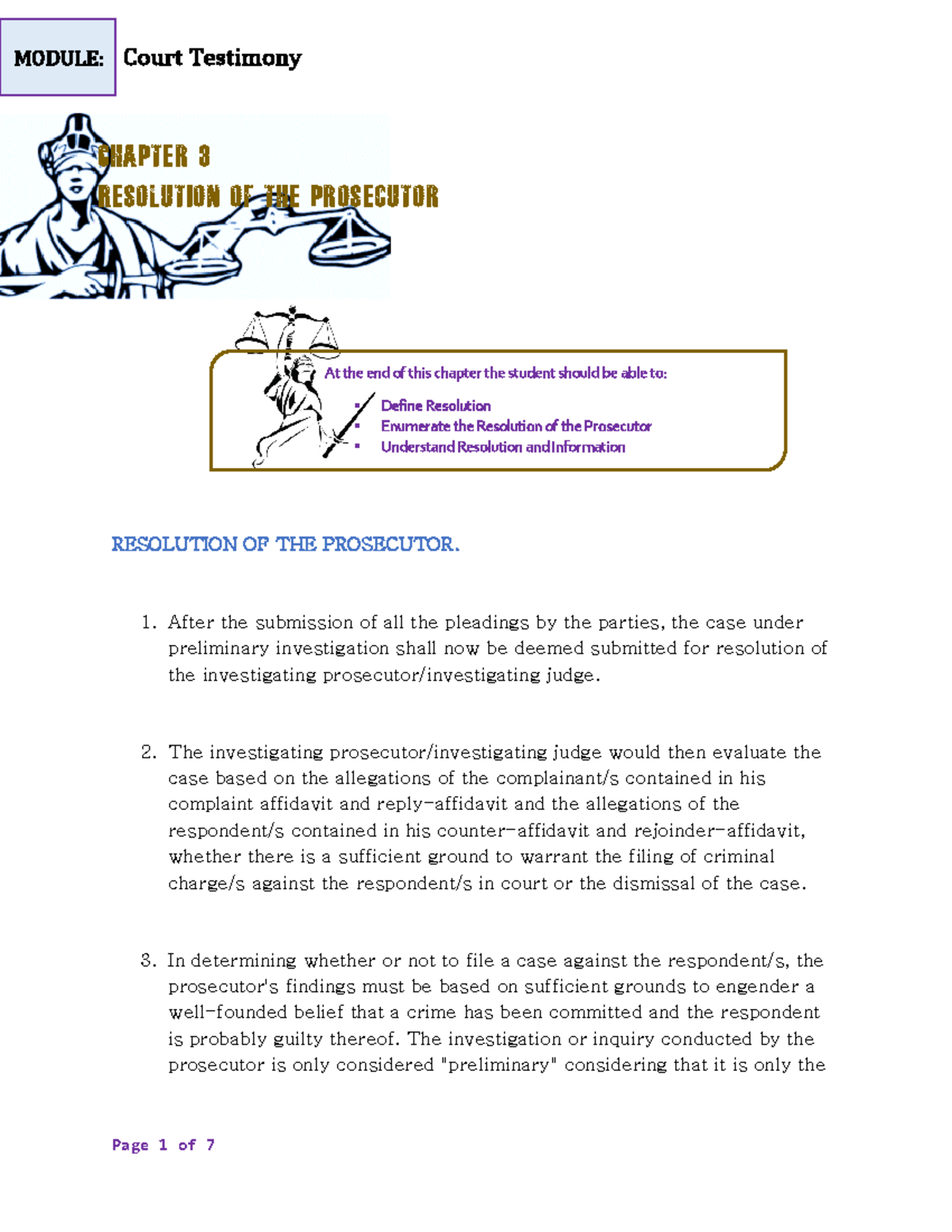 Chapter 3 - Resolution of the Prosecutor - RESOLUTION OF THE PROSECUTOR ...