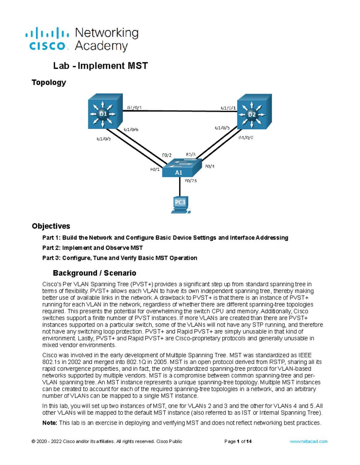 4.1.2 Lab - Implement MST - Topology Objectives Part 1: Build the Network and Configure Basic ...