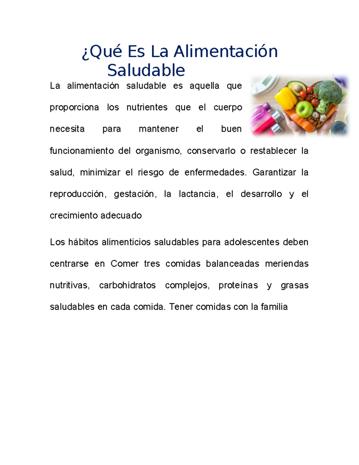 Qué Es La Alimentación Saludable - ¿Qué Es La Alimentación Saludable La ...