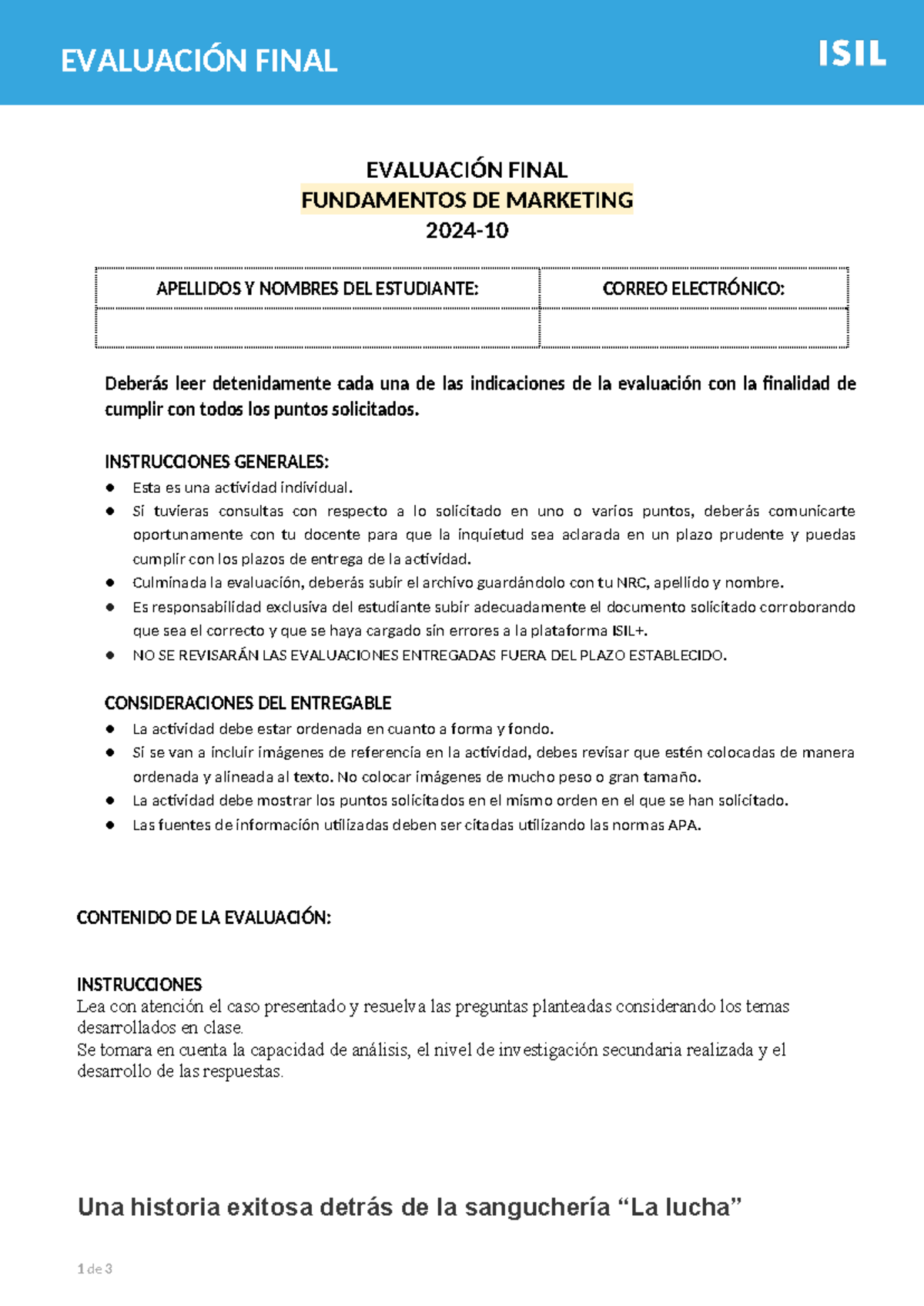 Fundamentos DE Marketing - Examen Final F - EVALUACIÓN FINAL EVALUACIÓN FINAL FUNDAMENTOS DE ...