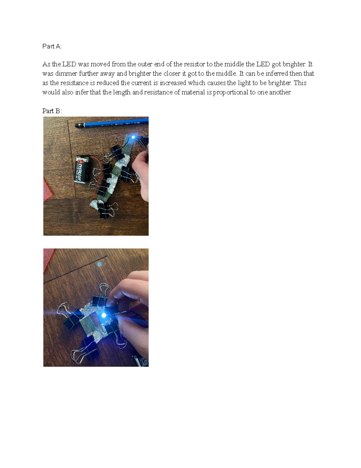 Physics lab 5 (2) - lab 5 - Part A: As the LED was moved from the outer ...