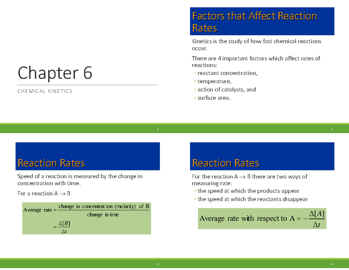 Chap 6 - PROCESS CHEMISTRY CHAP 6 - Chapter 6 CHEMICAL KINETICS 1 ...