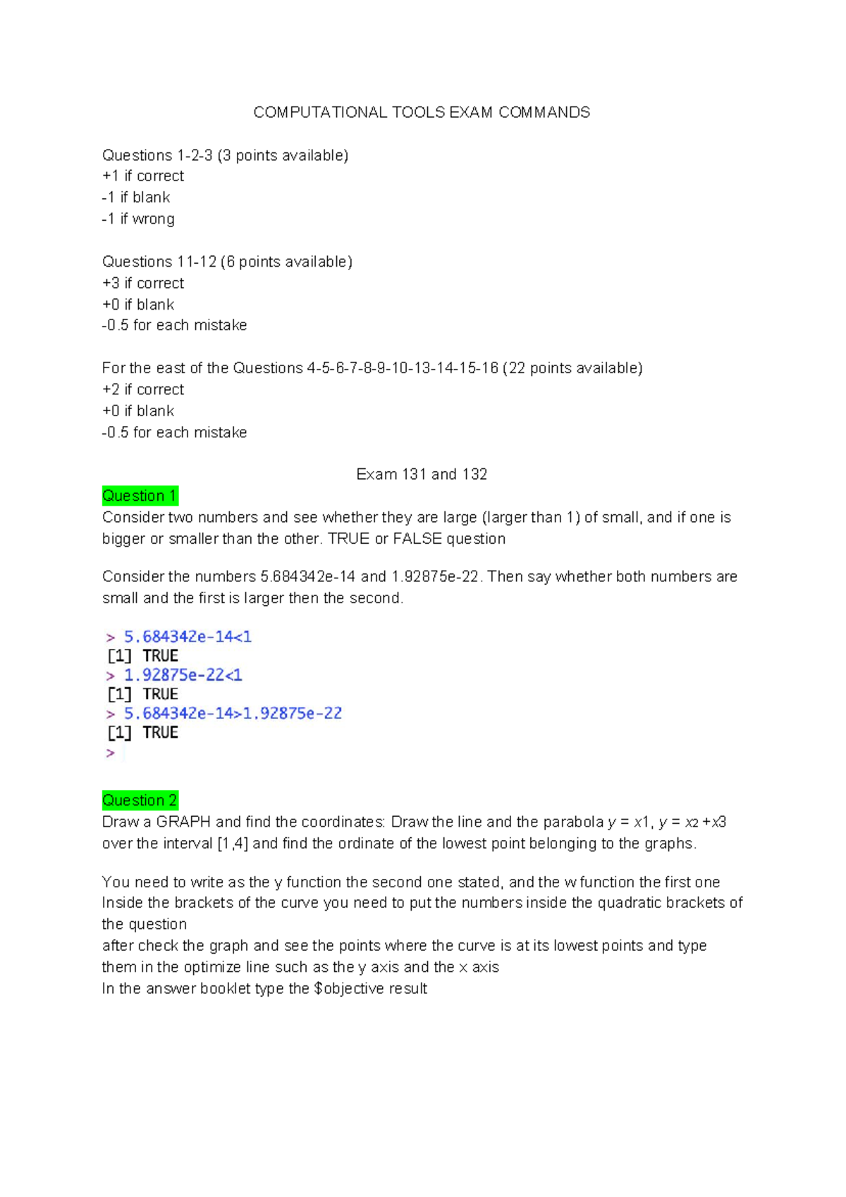 Computational Tools Exam Formulas For Exam Preparation Computational Tools Exam Commands