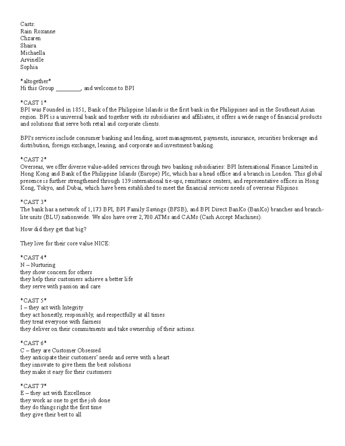 Rain Script - ..//... - Casts: Rain Roxanne Chzaren Shaira Michaella ...