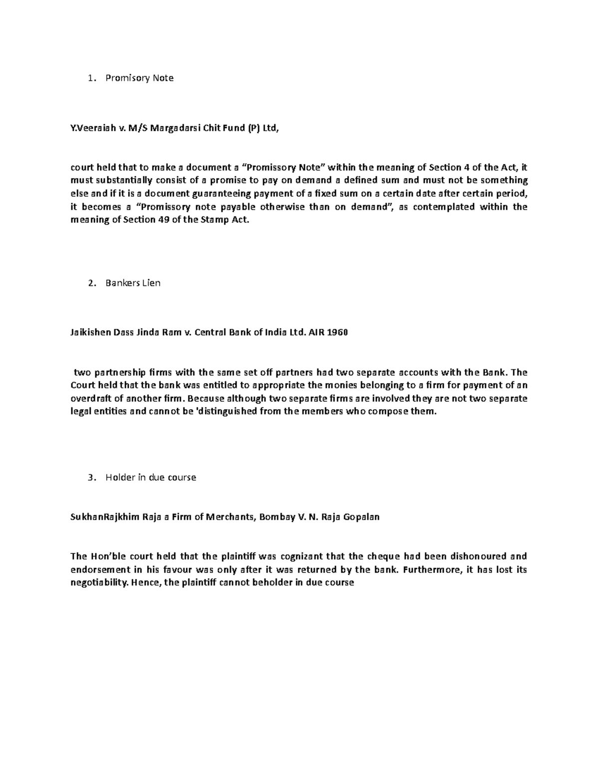 Banking case laws - LLB Semester 4 SUCL - Studocu