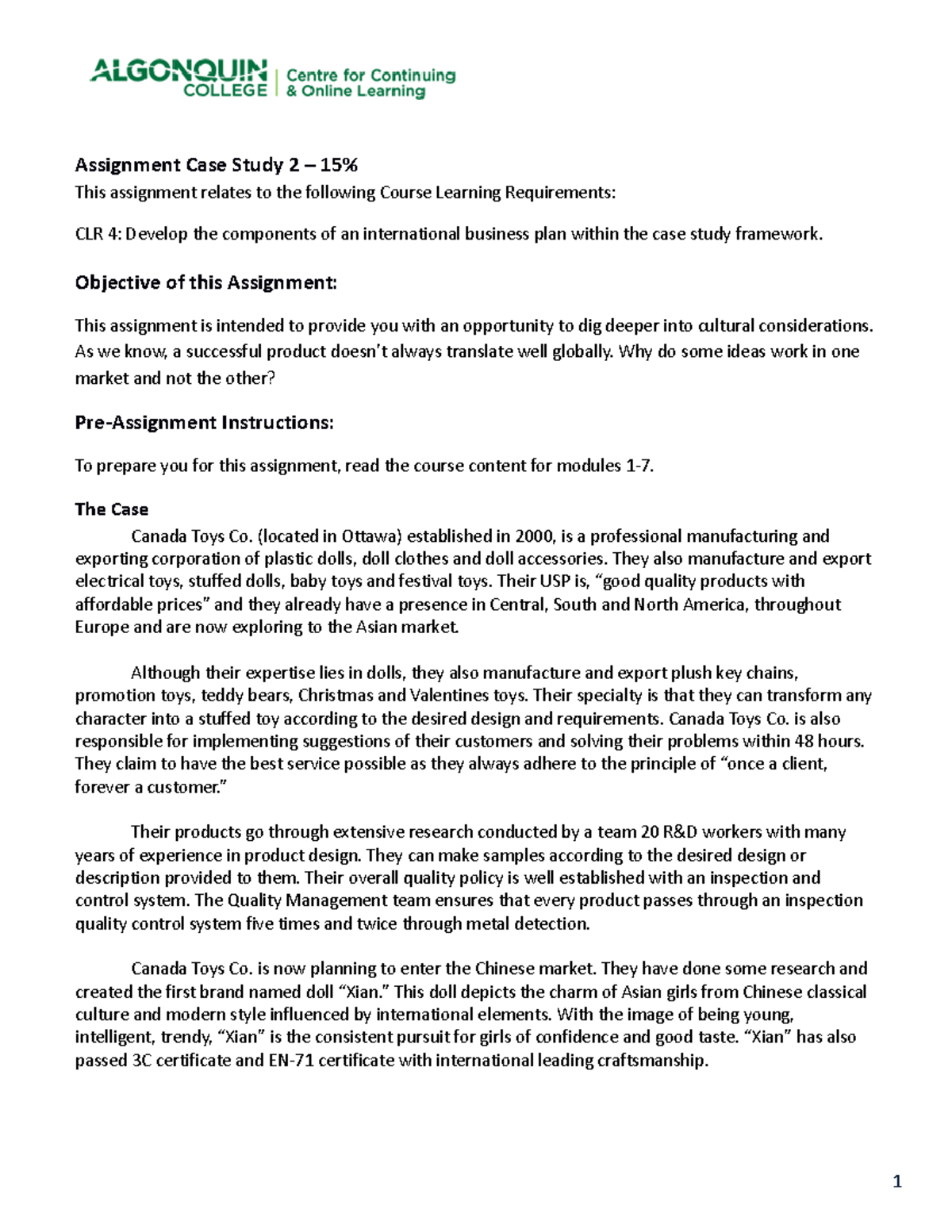 Assignment Case Study 2 - Objective of this Assignment: This assignment is intended to provide ...