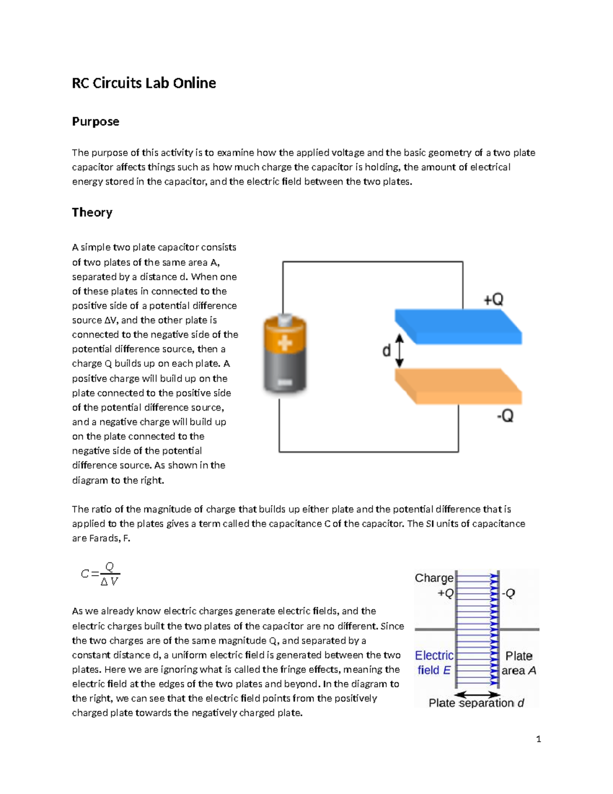 Phy lab 4 answers - RC Circuits Lab Online Purpose The purpose of this ...