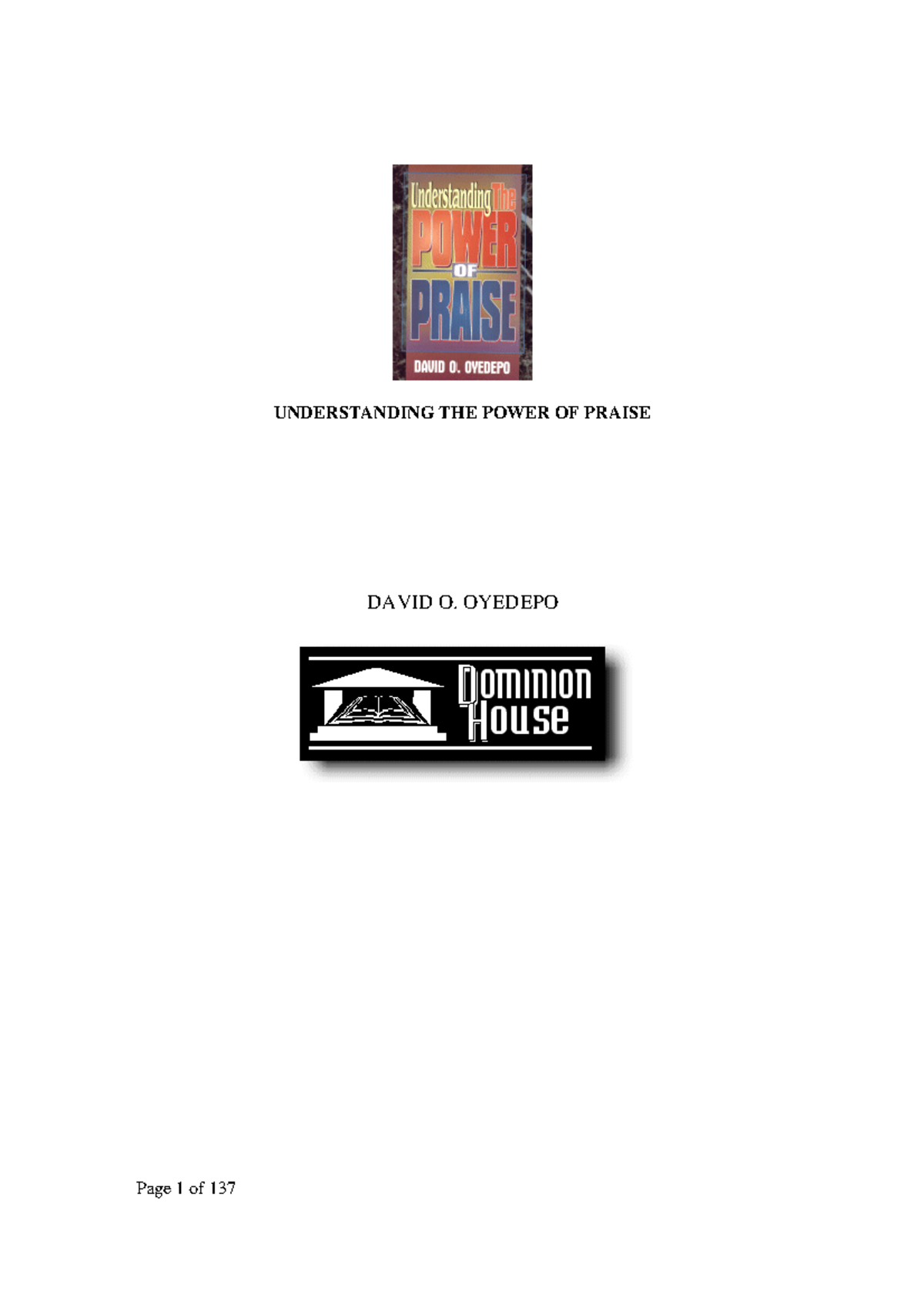 Understanding THE Power OF Praise - UNDERSTANDING THE POWER OF PRAISE ...