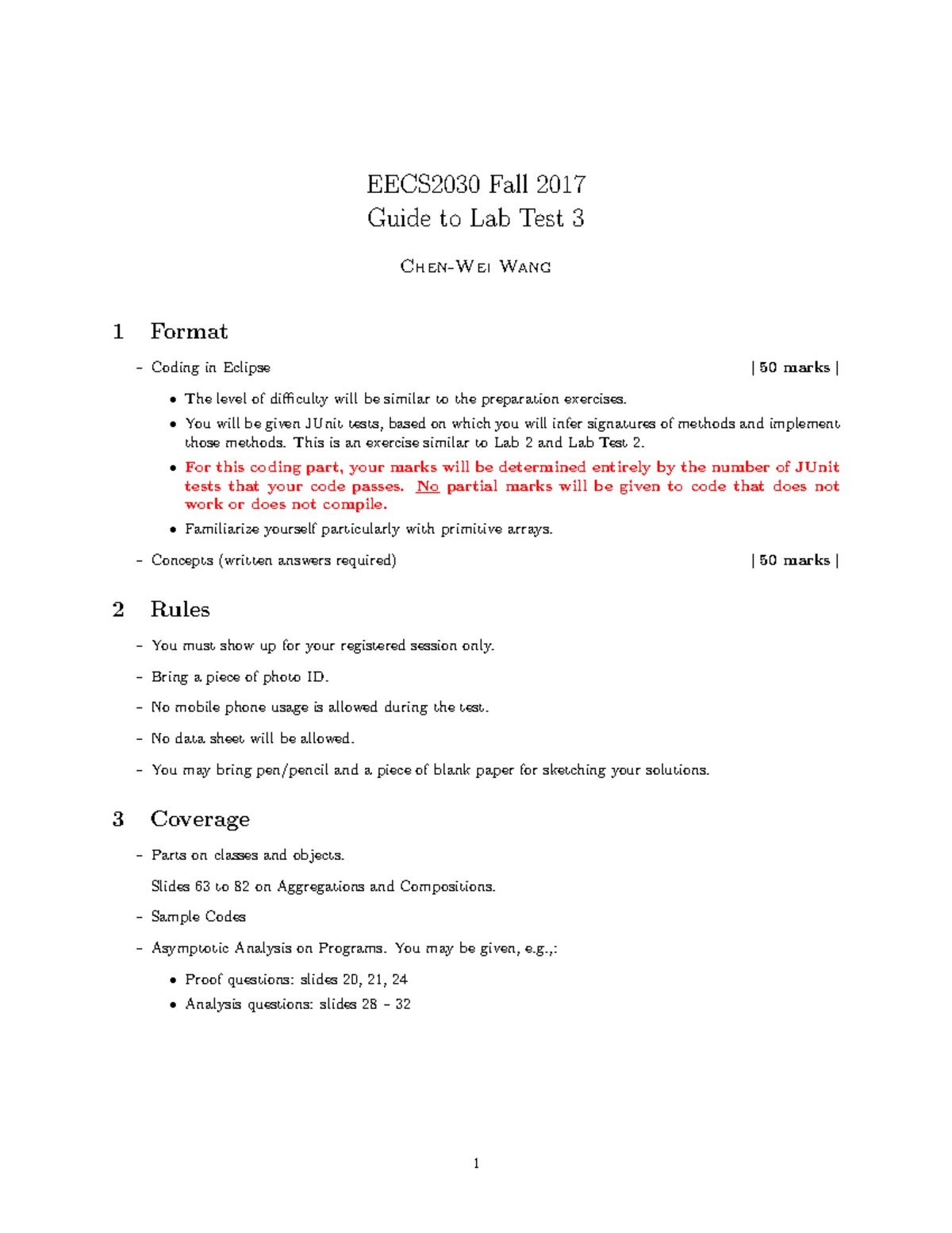 EECS2030 F17 Labtest 3 Guide - EECS2030 Fall 2017 Guide to Lab Test 3 ...