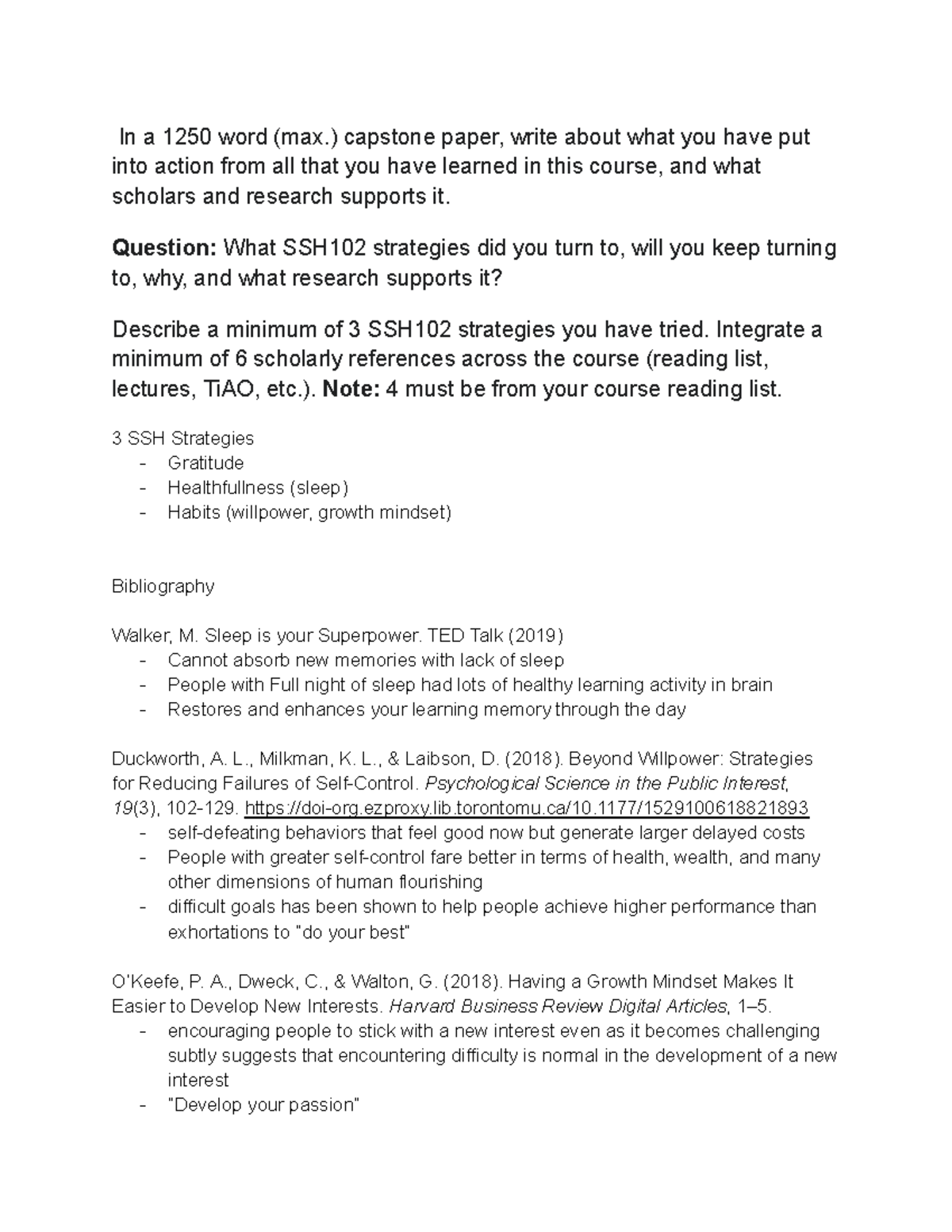 Capstone Paper - In a 1250 word (max.) capstone paper, write about what ...