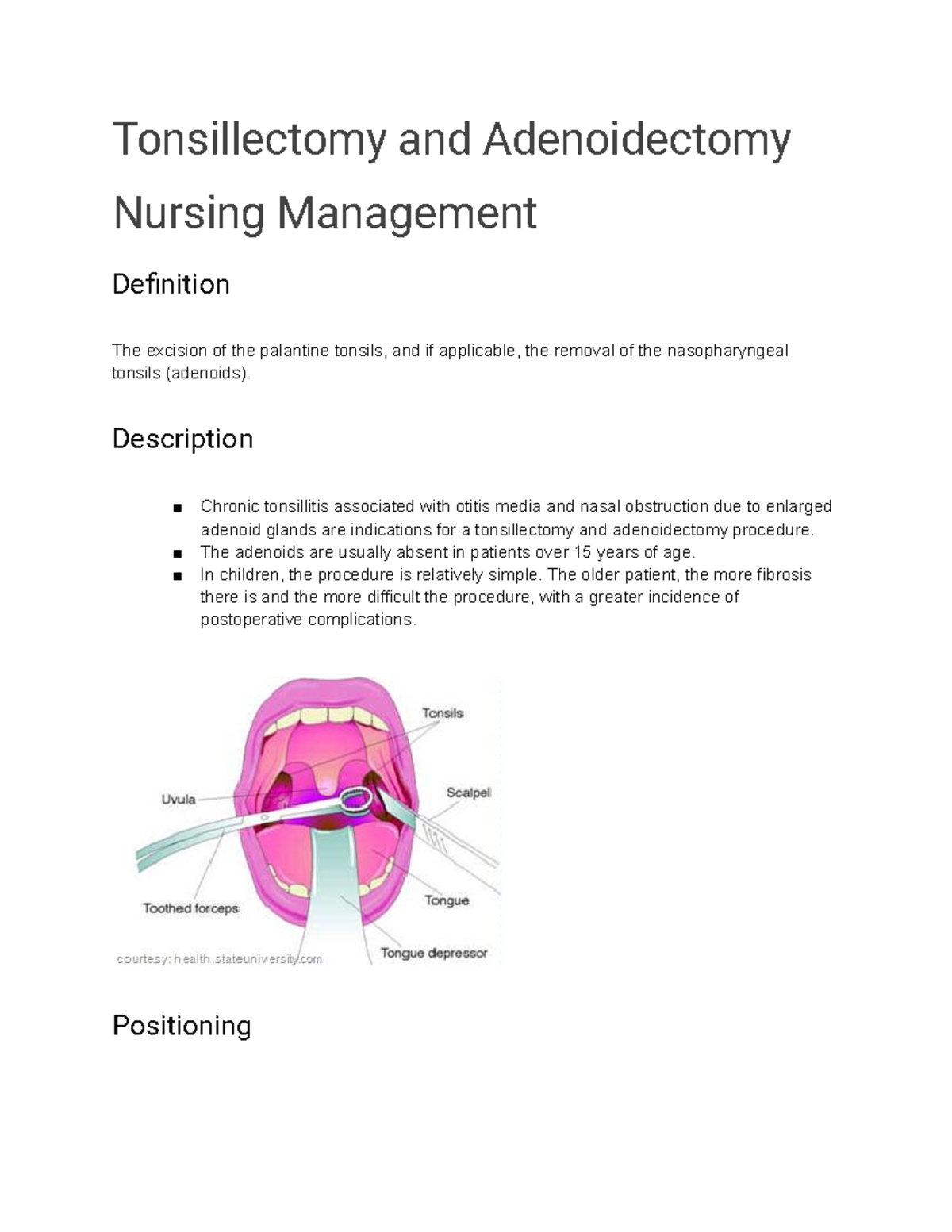 Tonsillectomy and Adenoidectomy Nursing Management - Tonsillectomy and ...