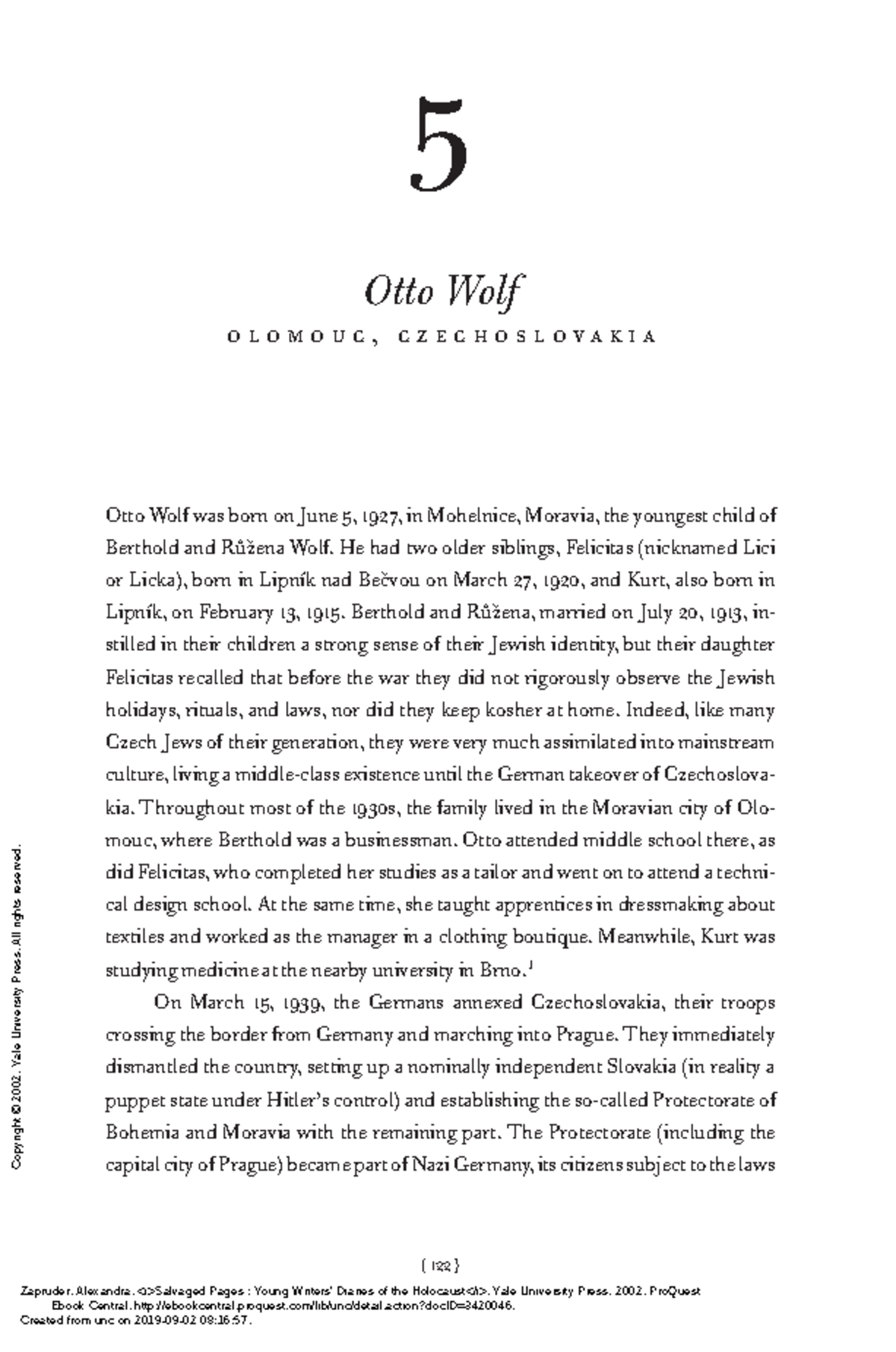 Otto Wolf Diary Annotaions - { 122 } 5 Otto Wolf o l o m o u c , c z e ...