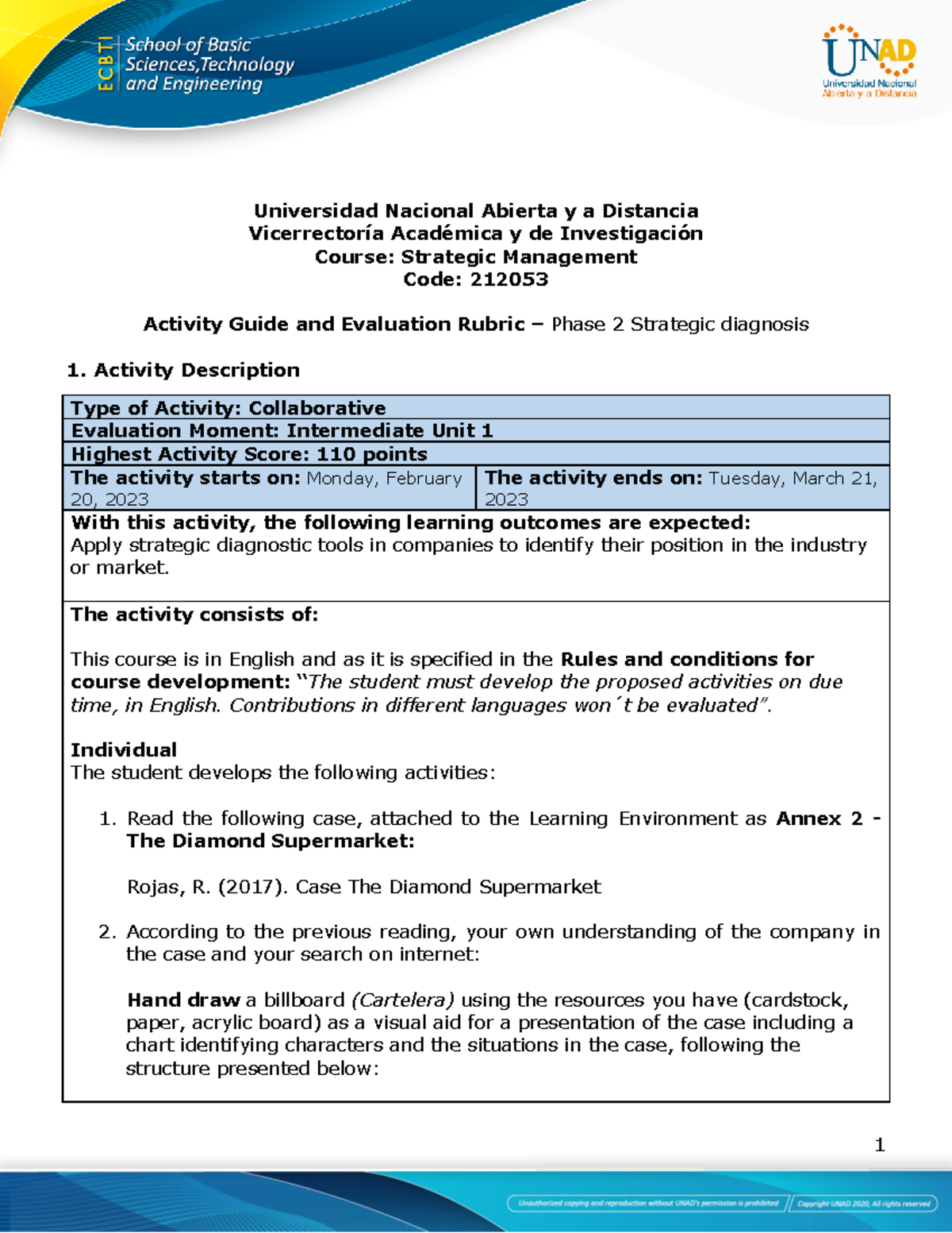 Activity Guide and Evaluation Rubric - Unit 1 - Phase 2 - Strategic ...
