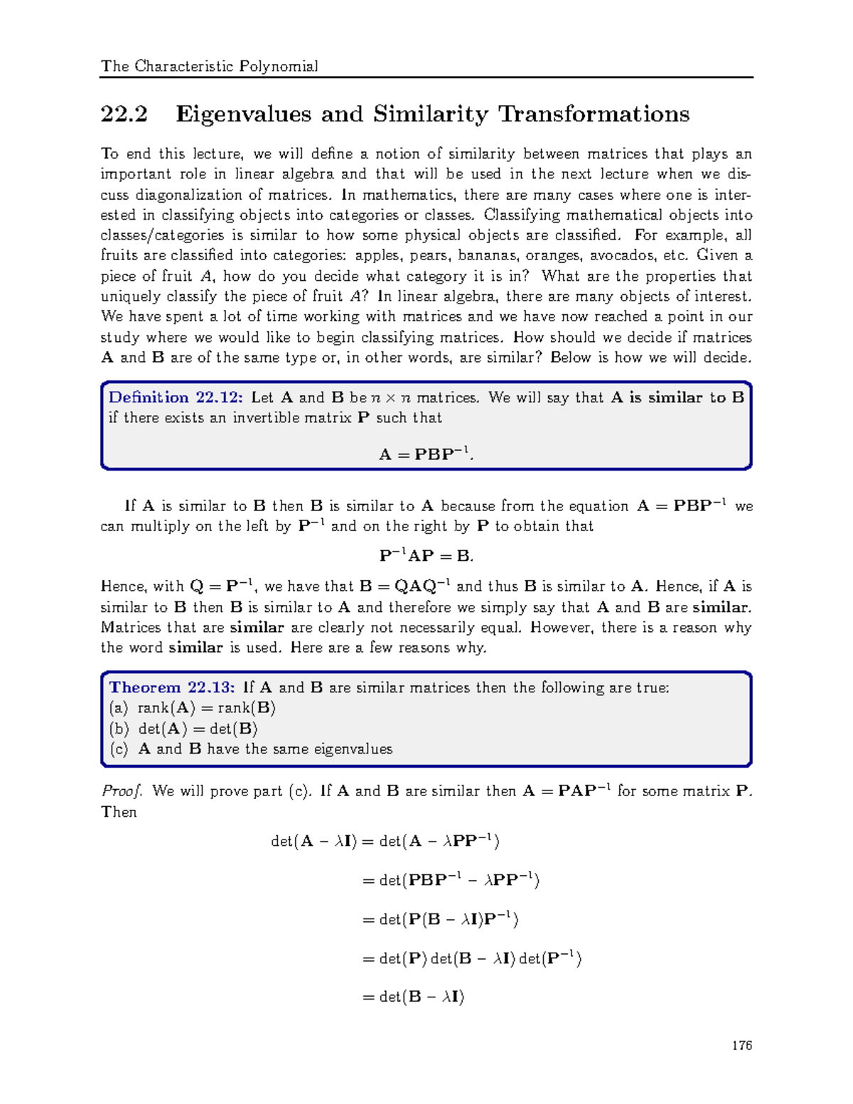 Linear algebra-3 1 - good - The Characteristic Polynomial 22 Eigenvalues and Similarity - Studocu