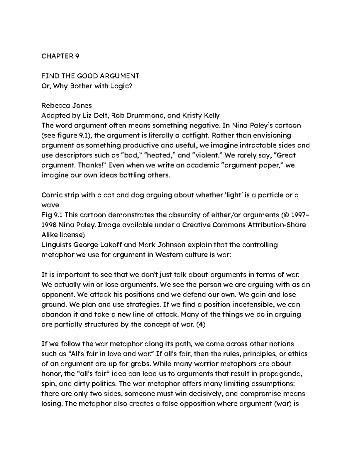 Chapter 9 (ADGA) - CHAPTER 9 FIND THE GOOD ARGUMENT Or, Why Bother with ...