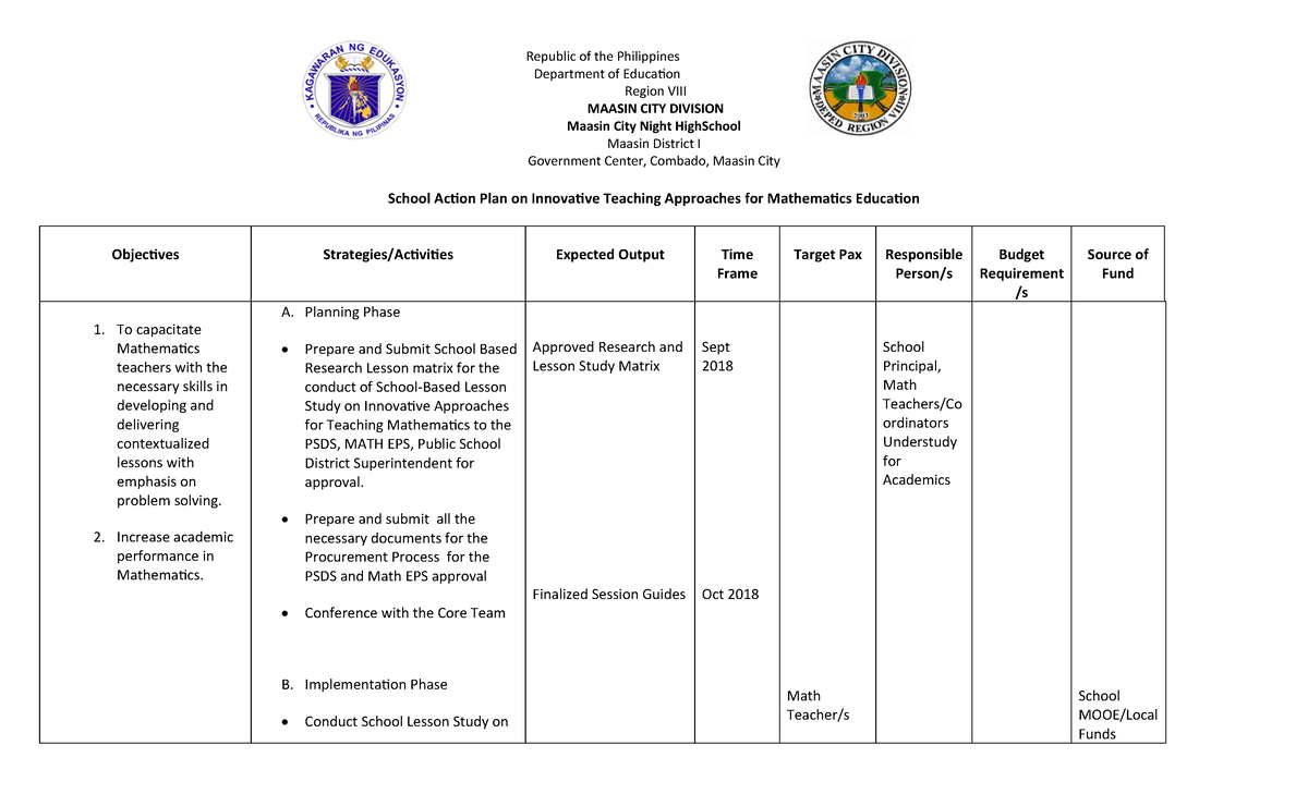 630871341 Action Plan Math Mcnhs - Republic of the Philippines ...