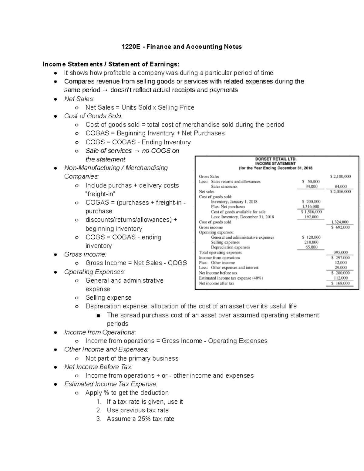 Finance and Accounting Notes - 1220E - Finance and Accounting Notes ...