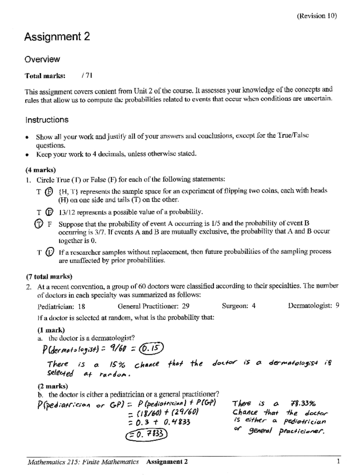 MATH 215 Assign 2 - Math 215 - Studocu