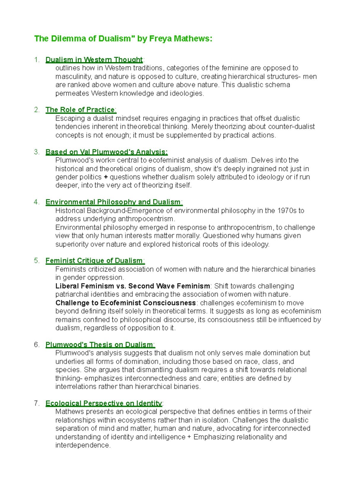Visual Studies 178- Term 1 Readings - The Dilemma of Dualism" by Freya ...