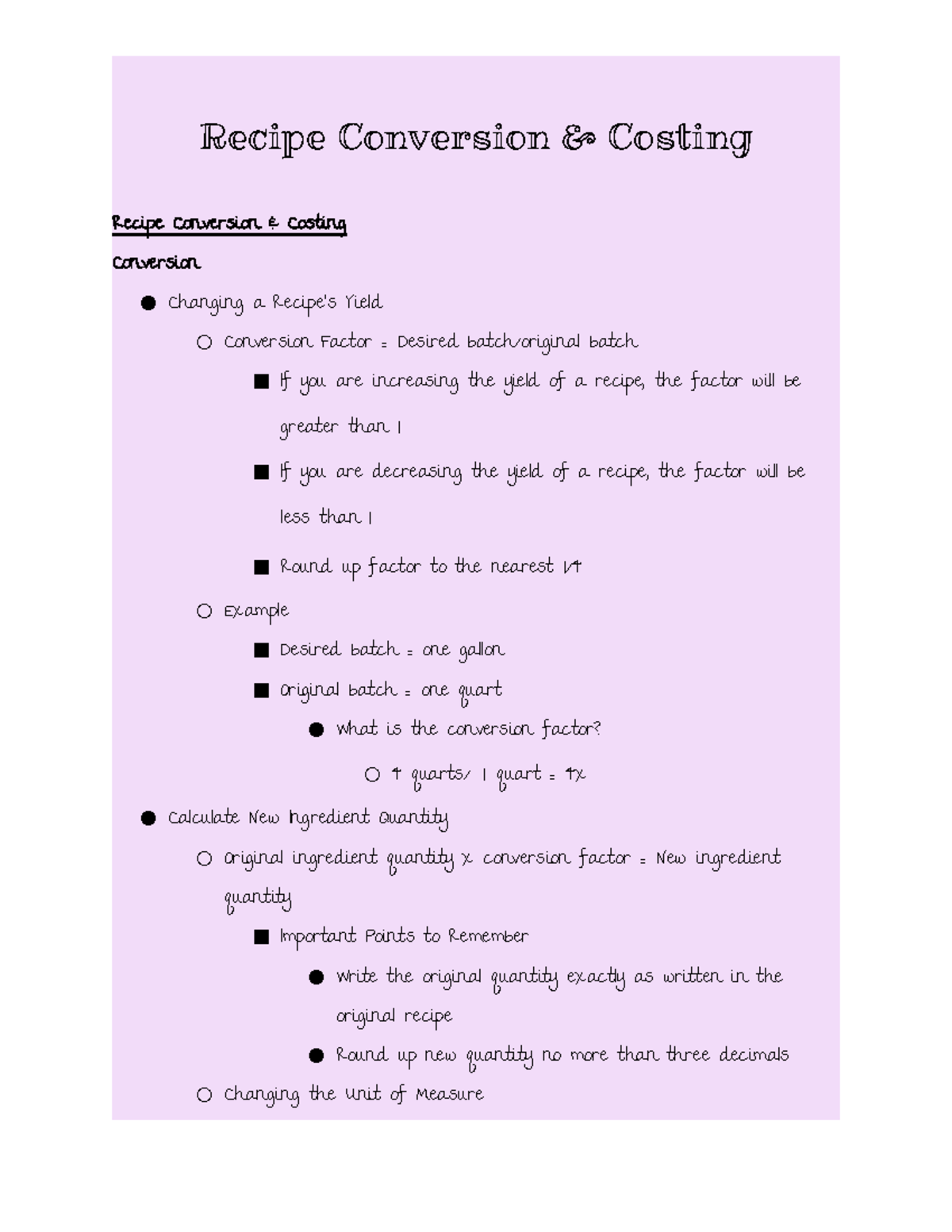 Recipe Conversion Costing - Recipe Conversion & Costing Recipe ...