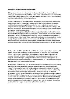 Drøftende fagartikkel 29 - Menneskehetens Siste Industrielle Revolusjon ...