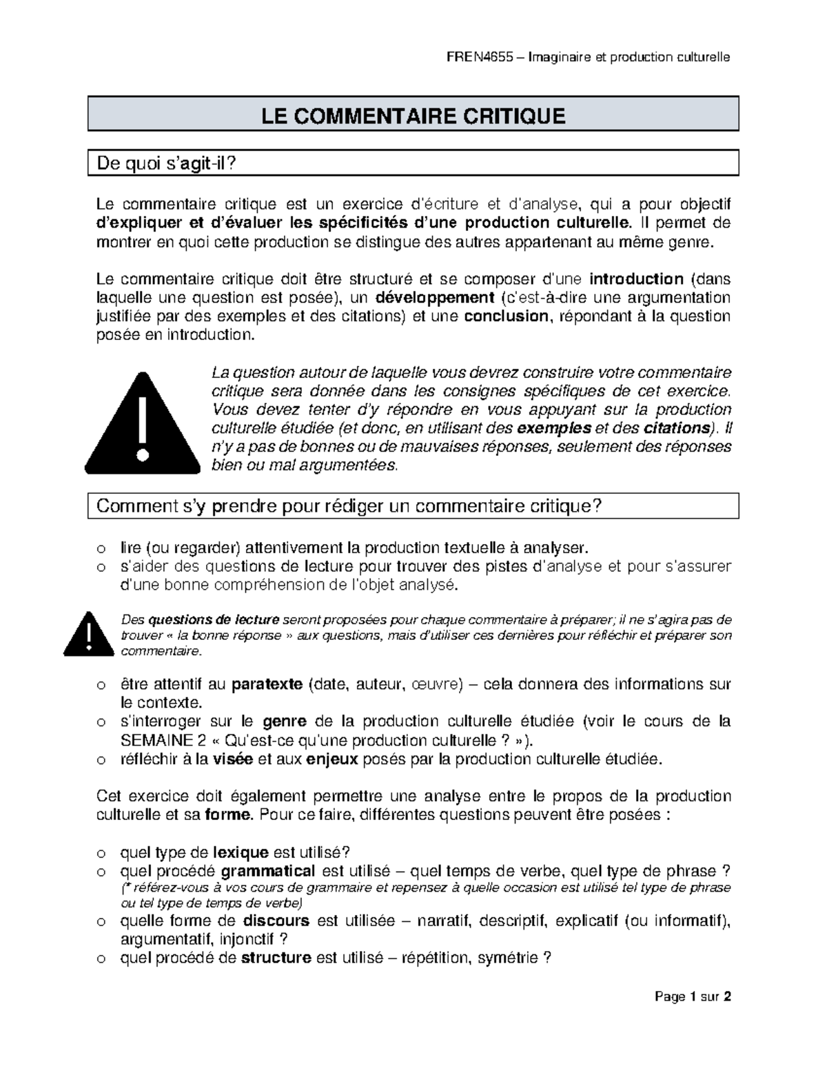 Fiche Commentaire Critique - FREN4655 – Imaginaire et production ...