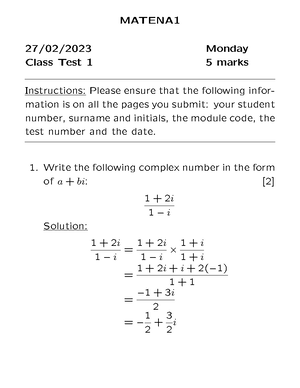 UJ - Engineering Mathematics 1A - Studocu