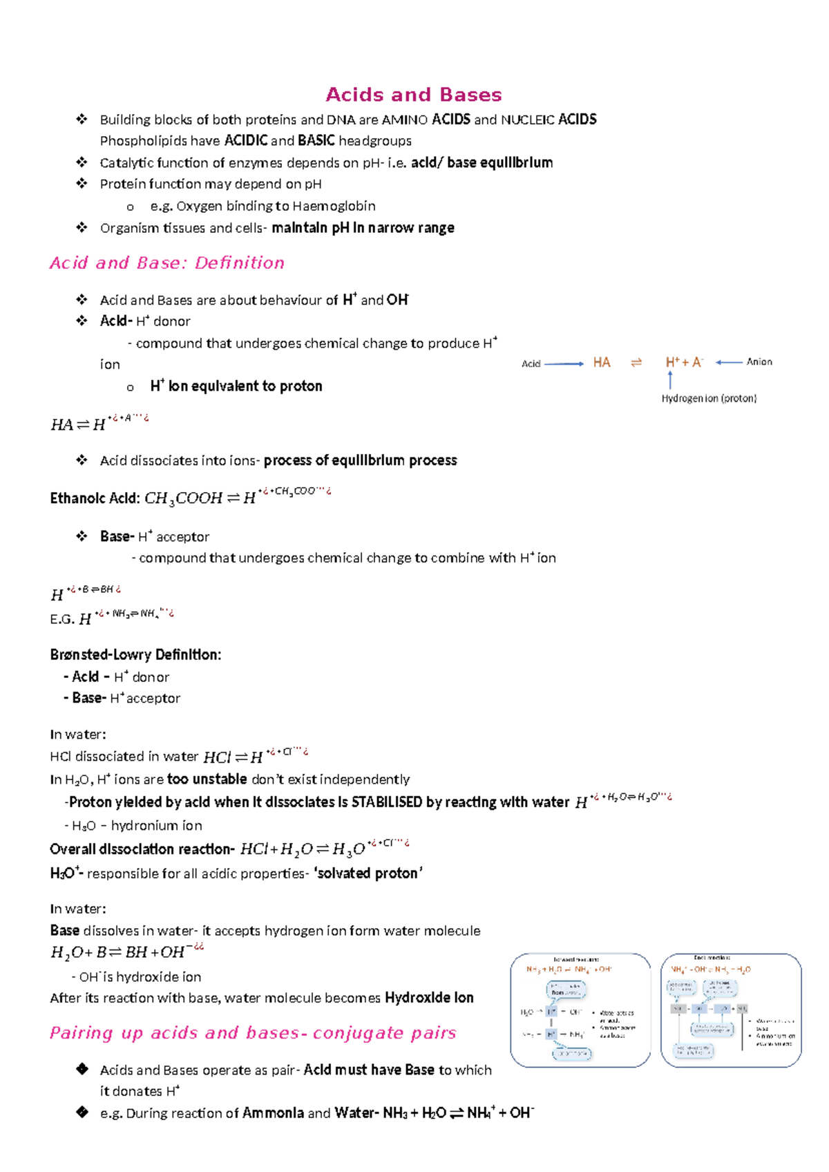 Acids and Bases- Done - Lecture notes - Acids and Bases Building blocks ...