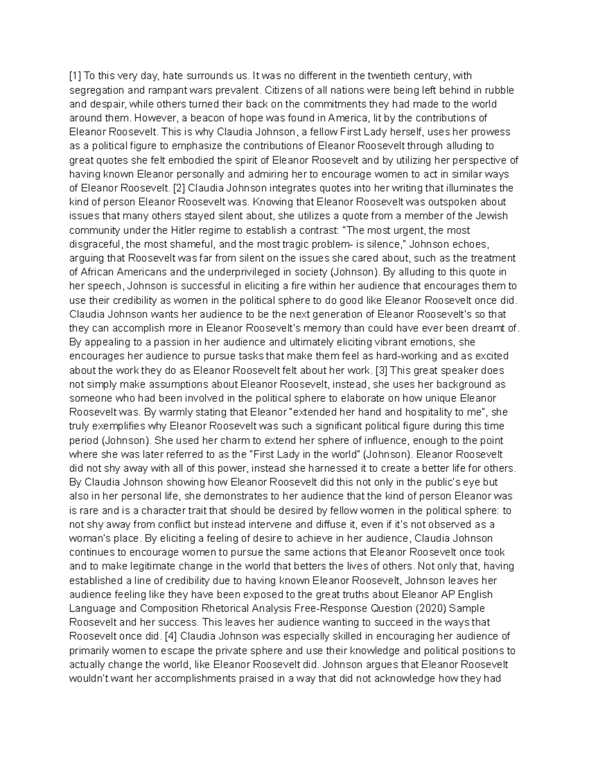 2020. - Google Docs - 2020 Johnson College Board Timed Essay - [1] To ...
