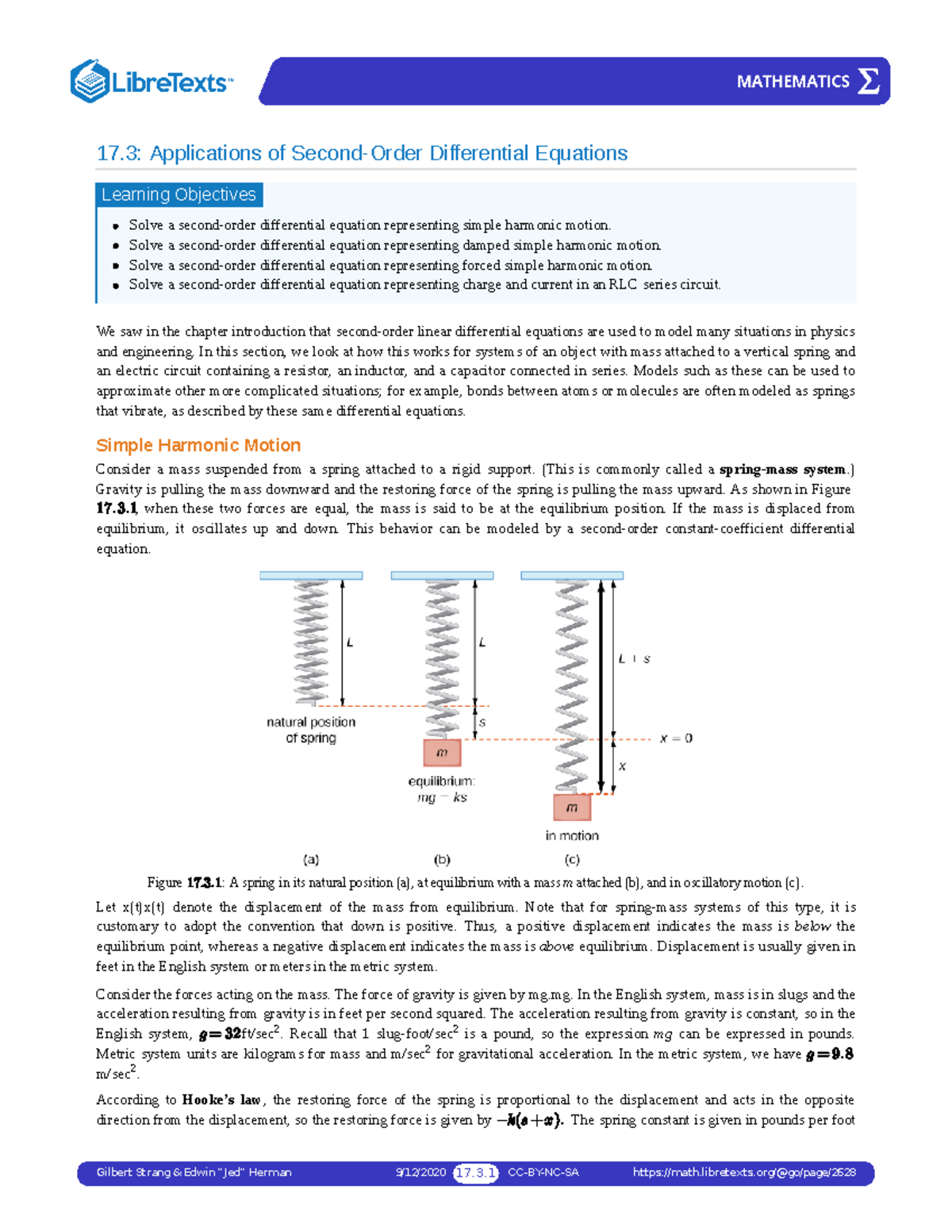 Applications Of Second Order Differential Equations Solve A Second